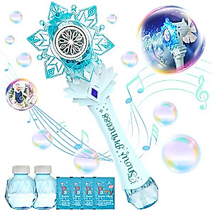 BELLOCHIDDO Bubble Machine - Princess Magic Bubble Wand Frozen Toys for Girls, Music & Light Up Bubble Gun, Automatic Bubble Blower - Outdoor Fun Bubble Toys, Birthday Gifts for Kids