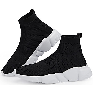 Santiro Black High Top Sneakers for Men Running Shoes Knit Breathable Lightweight Walking Shoes Casual Athletic Sports Shoes Black 12 US