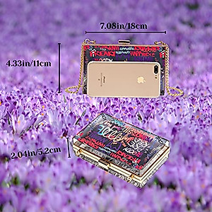 Ladies Purses Graffiti Cross Body Purse for Women Acrylic Clutch Trendy Clear Evening Bag for Wedding Cocktail Party Prom Blue