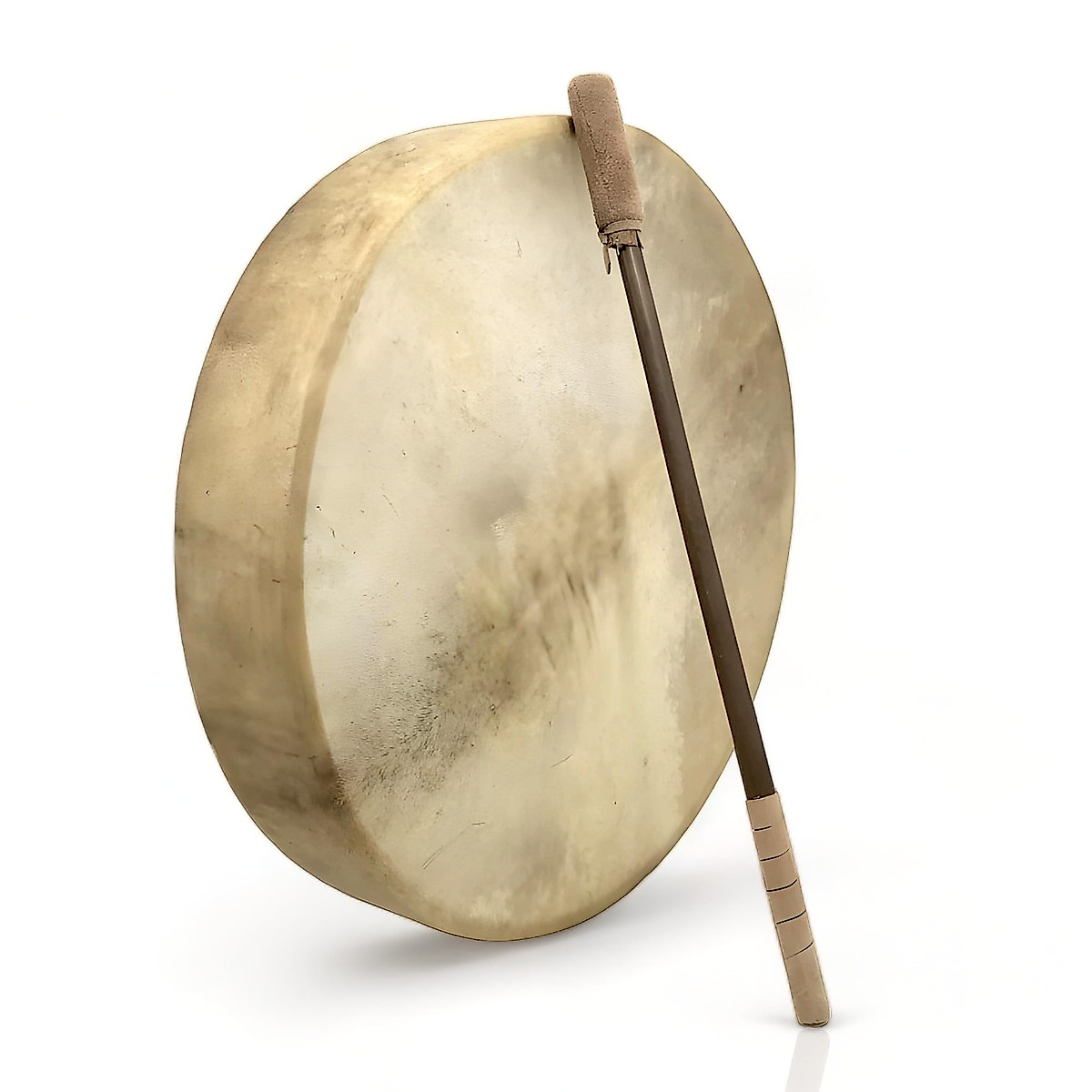 GMP Traditional Frame Drum/Bodhran with Handle, 15" Diameter | Natural Goatskin Head, Comes with Wood and Leather Mallet