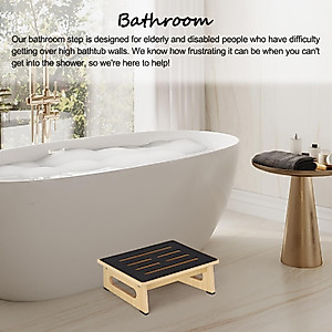 Wooden Step Stool for Adults Seniors with Non-Slip Rubber Feet Step, Heavy Duty Platform Stepping Stools with 450 LBS Capacity for Bedroom Kitchen Bathroom, Bed Steps for High Beds, Bedside Support