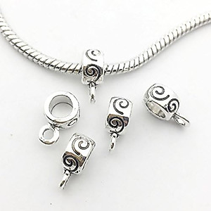 iloveDIYbeads 100g (About 125pcs) Mixed Tibetan Tube, Spacer Bail Bead Hanger Fit Charm European Bracelet Pendant (Antique Silver), 125