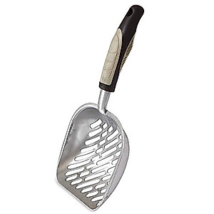 Petmate Metal Cat Litter Scoop, Premium Non-Stick Large Cat Litter Scooper, Deep Shovel Kitty Litter Scoop with Non-Slip Handle & Curved Design for Maximum Coverage