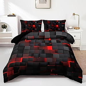 3-Piece Grid Duvet Cover Set - Ultra-Soft, Breathable Fabric - includes 1 Duvet Cover & 2 Pillowcases for Comfortable Sleep (EJBTTAA018,king(103.94''*90.16''))