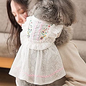 HOUKAI Dress Dog Clothes Dog pet Clothes Skirt Summer Cotton White Skirt (Color : D, Size : Lcode)
