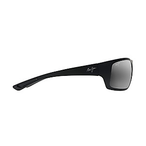 Maui Jim Men's and Women's Big Wave Polarized Wrap Sunglasses, Black Matte/Neutral Grey, Extra large