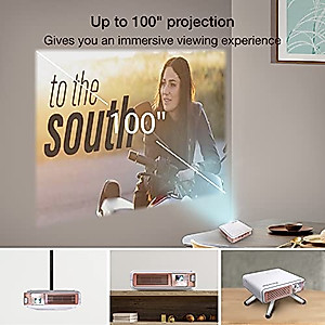 2024 Upgraded Portable Projector, EZCast J4 Rechargeable Movie Projector - Built-in Battery & Speaker - 1080P Pico Projector, Camping Projector, Compatible w/HDMI, USB, iPhone, Android, Tablet, Laptop