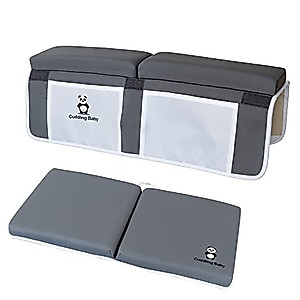 Cuddling Baby Bath Kneeler and Elbow Rest Pad, 2 Pc. Set, Knee and Body Protection with Non-Slip Base, Large Toy and Bath Accessory Pocket Storage, Compact Foldable Cushion Design