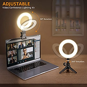 Ring Light for Computer Video Conference Lighting - Laptop Ring Light with Clip and Tripod for Zoom Meeting, Video Calls, Webcam Lighting, Online Learning, Live Streaming, Self Broadcasting