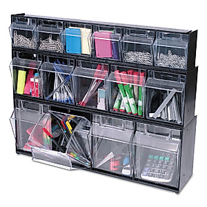 Deflecto 20504OP Five-bin horizontal tilt bin storage system, 23-5/8w x 5-1/4d x 6-1/2h, black