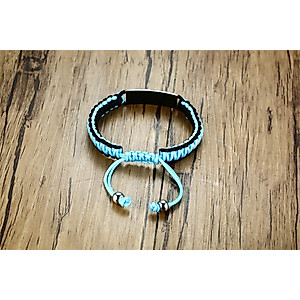 VNOX Customize Medical Alert 13MM Handmade Braided Rope Stainless Steel ID Paracord Adjustable Bracelet,Blue