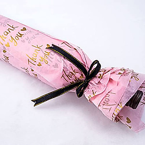 MR FIVE 30 Sheets Large Size Gold Thank You Tissue Paper Bulk,20" x 28",Thank You Tissue Paper for Packaging,Gift Bags,Gift Wrapping Tissue Paper for Graduation,Birthday,Party,Thanksgiving (Pink)