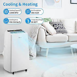 ROVSUN 8,000 BTU Portable Air Conditioners with Remote & APP Control, 3-in-1 Room Air Conditioner, Rolling AC Unit with Digital Display, 24H Timer & Installation Kits for Home Office Dorms