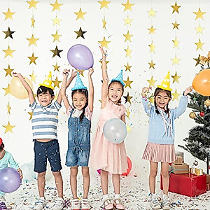 65 Feet Glitter Star Paper Garland Banner Hanging Decoration Gold Star Garland Double Side 2022 Graduation Decorations for Wedding Birthday Festival Party Decoration