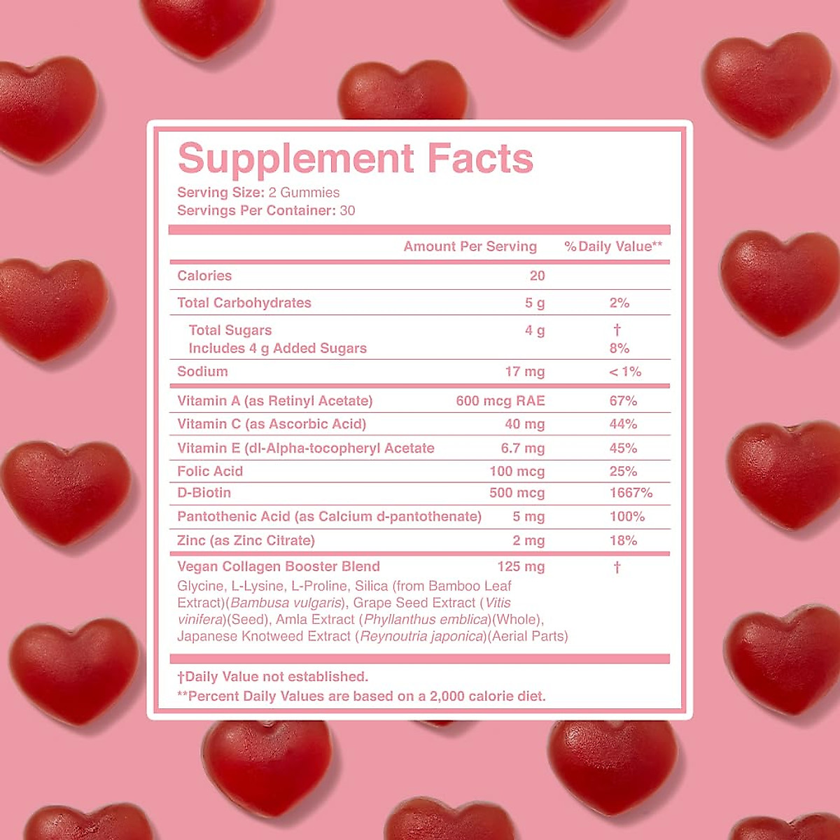 Grande Cosmetics Vegan Collagen Hair Vitamin Gummies for Hair, Skin, Lash, & Brow for Women With Biotin, Folic Acid, Vitamin C - 2 Month Supply, 60 Tablets, Citrus Flavor