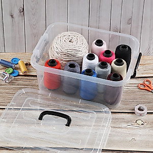 Quickquick 8 L Plastic Latching Box with Handle, Storage Latch Bins with Handles, Clear, 2 Packs