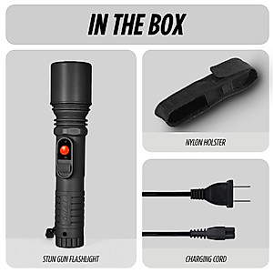 Guard Dog Security Inferno Compact Stun Gun Flashlight for Self Defense, Rechargebale Batteries, Bright LED Flashlight, Maximum Voltage, Holster Included for Women and Men