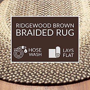 Super Area Rugs Braided Rugs 2X3 Farmhouse Kitchen Rug - Ridgewood Braided Rug for Living Room - Reversible - Indoor/Outdoor - Made in USA - Brown Velvet/Beige, 2' X 3' Oval