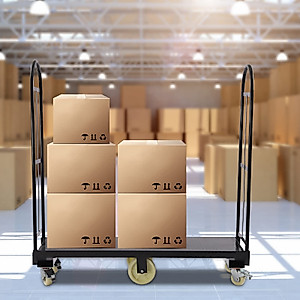 60.5 x 15.7 Inch Heavy Duty U-Boat Utility Cart, 2000LBS Capacity Narrow Aisle U-Boat Platform Truck Dolly, U-Boat Truck Steel Deck with Dual Removable Handles