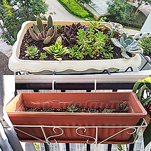 OBANGONG 2 Pcs Iron Hanging Shelf Basket with Hooks,Balcony Planter Shelf Hanging Flower Pot Holder Cubicle Hanging Shelf Railing Plant Hanger-32 x 15 x 15cm/12.5 x 5.9 x 5.9inch