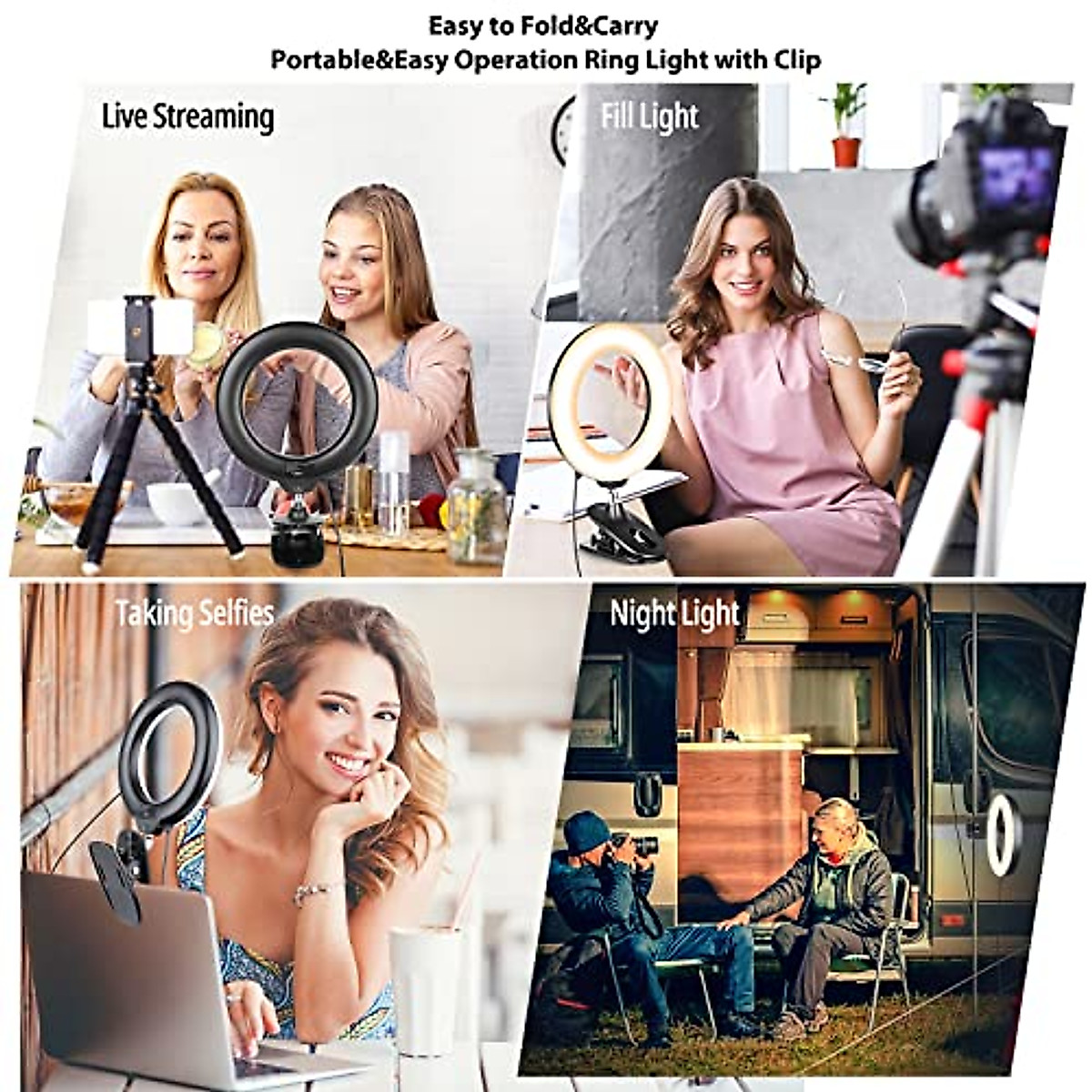 Eicaus Lighting for Video Recording, Selfie Ringlight with Clip for Computer, Conference Lighting for Zoom Meeting, LED Video Light for Webcam, Laptop