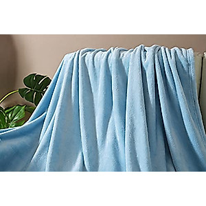 Flannel Fleece Throw Blanket for Couch Bed or Sofa Lightweight Super Soft for All Season (Sky Blue,50x60inch)