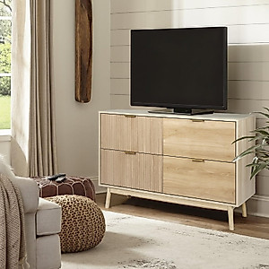 VOWNER 4 Drawer Dresser, Modern Closet Dressers with Wide Drawers, Farmhouse Wood Storage Chest of Drawers for Bedroom, Living Room