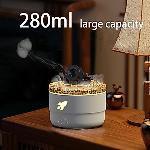Cannon Blast Aroma Humidifier, Cannon Humidifier, Yellow Cane Humidifier, Creative Turret Colorful Crack Aroma Humidifier, Small Home Desktop Humidifier, Humidifier Quiet Flame Diffuser (Black)