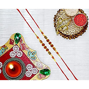 Set of 2 Rakhi Redraksha golden fancy beads thread Rakhi Raksha bandhan - Rakhi for brother