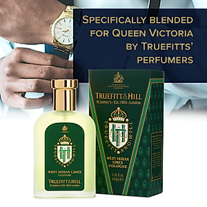 Truefitt & Hill Luxury Cologne - West Indian Limes - Premium Long-Lasting Citrus and Clove Men's Fragrance Presented in a Beautifully Etched Traditional Atomizer Bottle - 3.38 oz