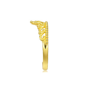 CHOW SANG SANG 999.9 24K Solid Gold Price-by-Weight 2.99g Gold Crown Ring for Women 90227R | Adjustable Size