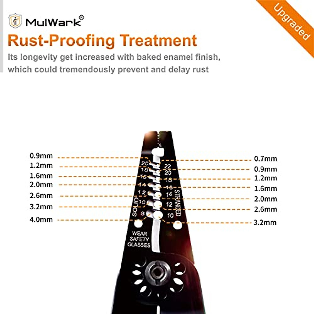 MulWark 8" Heavy Duty Multi-Purpose Electrical Wire Stripping Tool (22 AWG - 8 AWG) Strippers, Snips, Crimpers & Pliers Insulated with Cutter, Best Tool For Professional Electrician - Upgraded