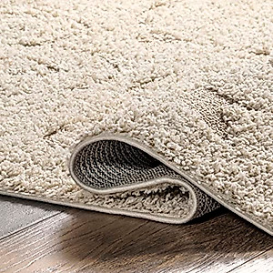 nuLOOM Vine Swirls Maisha Shag Area Rug, 5' 3" Round, Cream