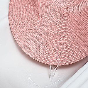 AHHFSMEI Round Braided Placemats 15 Inch Round Table Mats for Dining Tables Woven Heat Resistant Place mats Set of 6 (Pink)