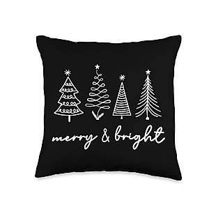 Funny Christmas Family Matching Outfits by SMP Merry and Bright Cute Christmas Tree Festival Graphic Print Throw Pillow, 16x16, Multicolor