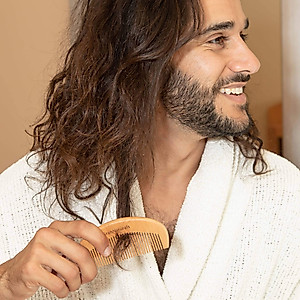 GranNaturals Wooden Comb for Detangling & Styling Wet or Dry Curly, Thin, Thick, Wavy, or Straight Hair - Small Pocket Sized Fine Tooth Natural Wood Comb for Women - Birthing & Labor Comb