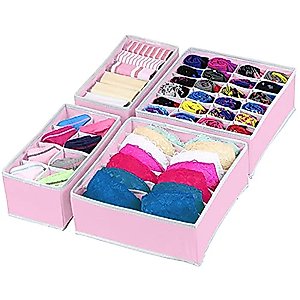 TUNKENCE Socks Organizer for Underwear 4 Divide Ties Bras Pack Drawer by Underwear Closet Housekeeping & Organizers Storage Containers for Organizing Clothes