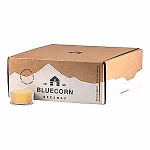 Bluecorn Beeswax 100% Pure Beeswax Tea Lights | Beeswax Candles | Unscented Candles | Tea Light Candles Bulk 48-Pack