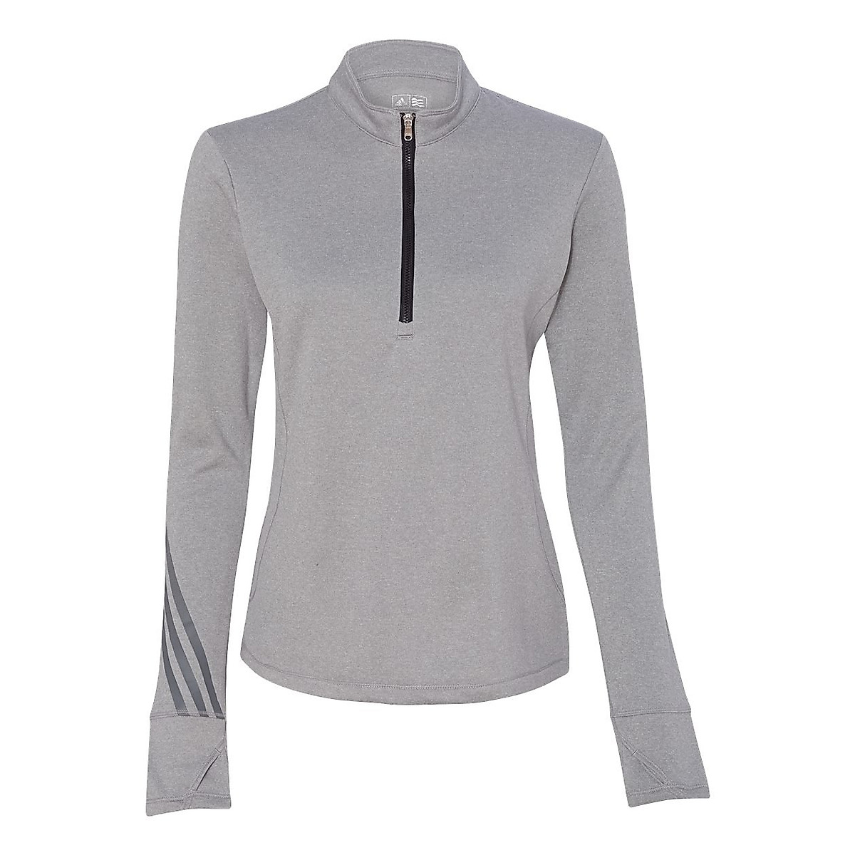 adidas Women's Brushed 1/4 Zip Jacket, Mid Grey Heather/Black, Medium