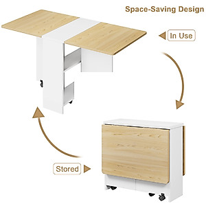 Alkmaar Folding Dining Table, 47.2" D x 23.6" W x 29.5" H, Pear Wood Color and White