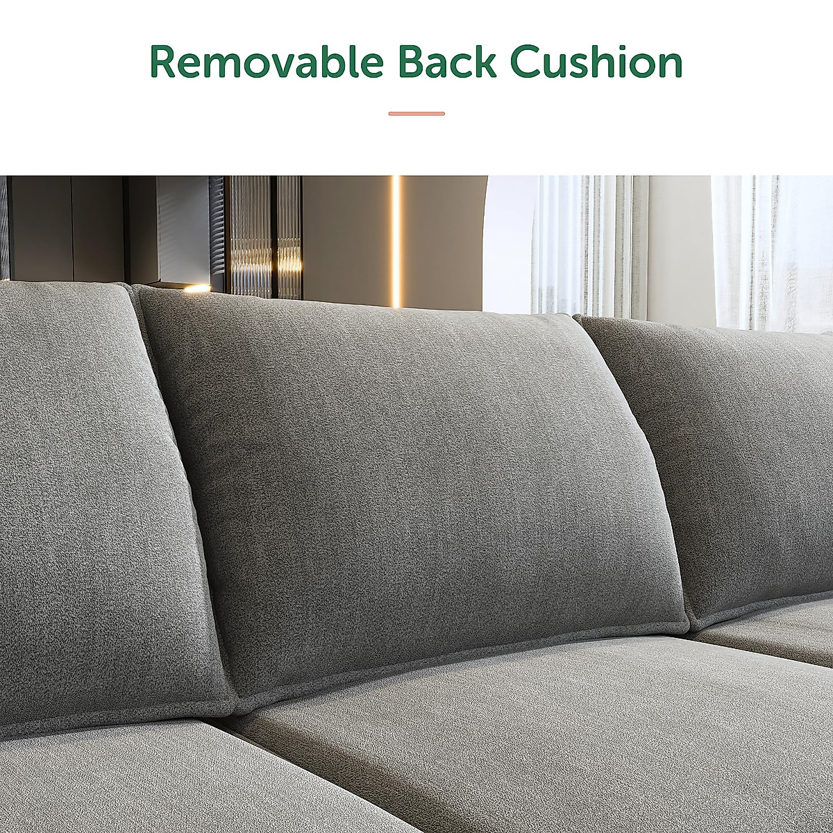 HONBAY Modular Sofa Couch with Storage Seats U Shaped Modular Sectional Sofa with Reversible Chiase Oversized Modular Sofa Sleeper Set with Ottomans, Grey