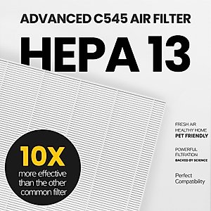 C545 Replacement Filter H13 Grade True HEPA Compatible with Winix C545 Air Purifier, for Winix Filter S, Part 1712-0096-00 and 2522-0058-00, Pack of 2 HEPA Filter and 8 Activated Carbon Pre-Filter