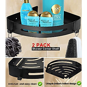 Shower Corner Shelf, Corner Caddy Bathroom Shower Shelf Wall Mounted 2 Pack, Adhesive No Drilling Kitchen Racks Shower Organizer for Bathroom,Kitchen,Toilet (Black)