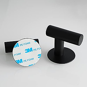 Alise 10 Pcs Self-Adhesive Utility Hooks Coat Hook Single Towel Clothes Hooks for Bathroom Kitchen Wardrobe Window Glass Door Garage,Free-Drilling Stainless Steel Matte Black