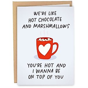 Sleazy Greetings Funny Birthday Card For Boyfriend | Anniversary Cards For Husband | Funny Valentine's Day Card | Naughty Card For Him Her | Hot Chocolate and Marshmallows Card