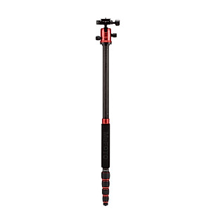 MeFoto RoadTrip Lightweight 61.6" Carbon Fiber Tripod/Monopod, w/Case, Twist Locks, Triple Action Ballhead w/Arca Swiss Plate - Red (C1350Q1R)