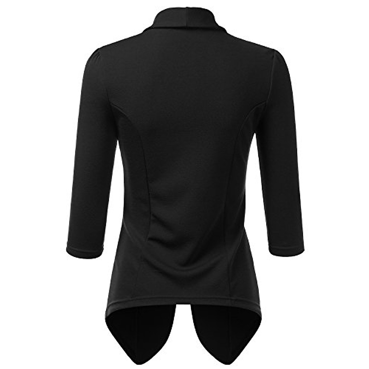 DOUBLJU Womens Lightweight Thin 3/4 Sleeve Open Front Blazer Jacket with Plus Size Black