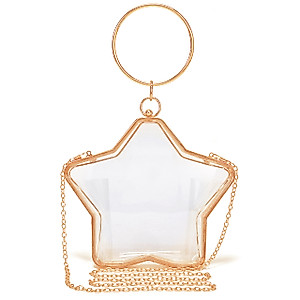 Rejolly Clear Star Shaped Purse for Women Acrylic Transparent Bracelet Evening Clutch Bag Novelty Handbag Crossbody Shoulder Bag with Chain Strap