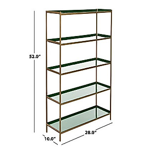 Safavieh Home Justine Contemporary Green and Brass 5-tier Etagere Bookshelf