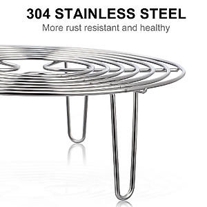 Cabilock Stainless Steel Steamer Rack Round Cooling Rack Microwave Tray Microwave Plate Stacker Cooking Supplies for Steaming Bacon Snacks (20 * 7cm)